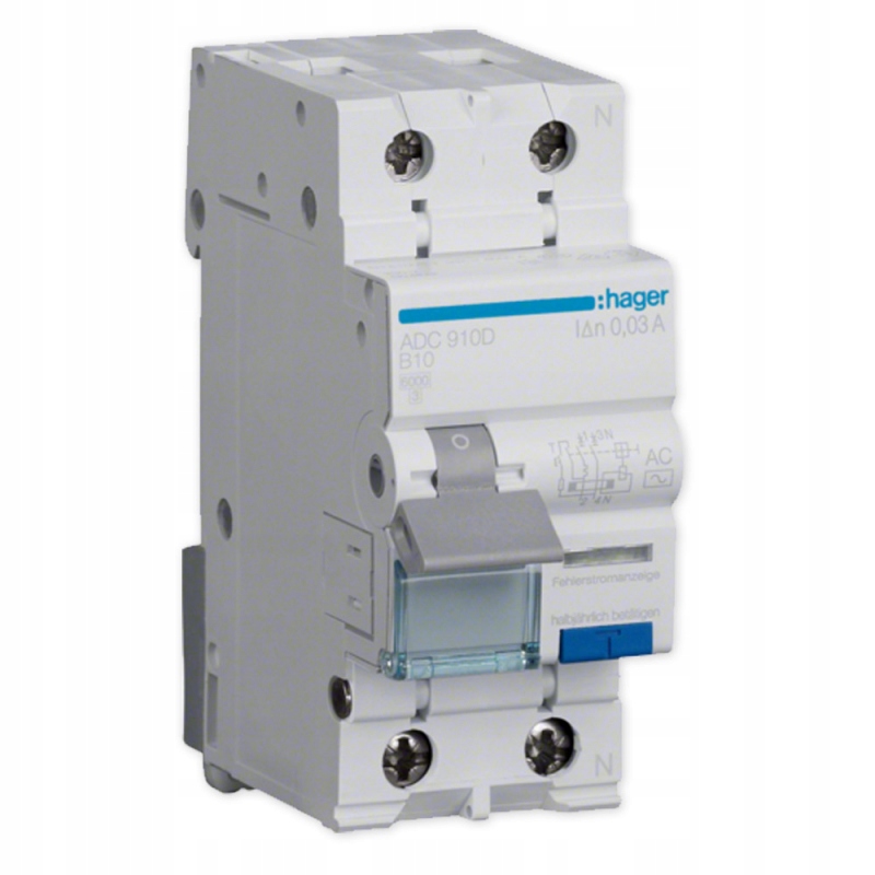 HAGER WYŁĄCZNIK RÓŻNICOWO-NADPRĄDOWY RCBO 2P B 10A (ADC910D) • Cena ...