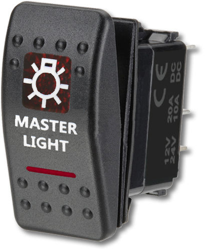 CARLING PRZELACZNIK IP68 WLACZNIK LED 12-24V 20A CZERWONY MASTER LIGHT ...