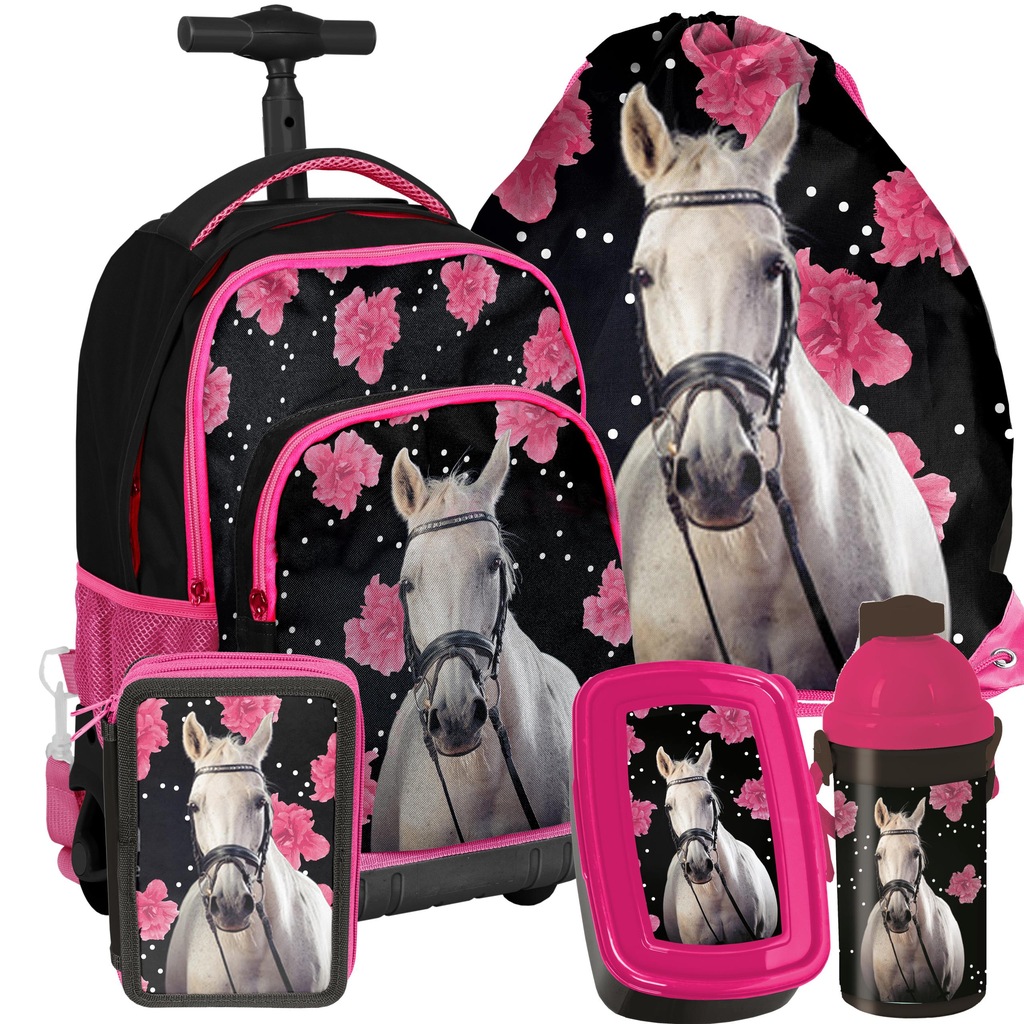 PLECAK NA KÓŁKACH SZKOLNY Z KONIEM ZESTAW KONIE - 7432645801 - oficjalne archiwum Allegro