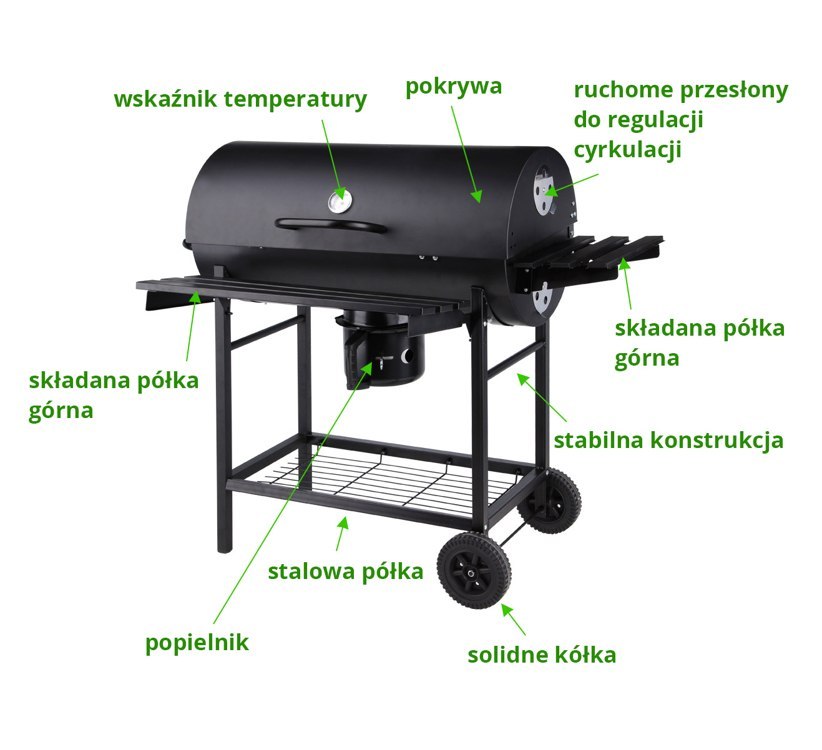 GRILL OGRODOWY Z POKRYWĄ RUSZT 71 CM TOYA 99512 - 7290001469 ...