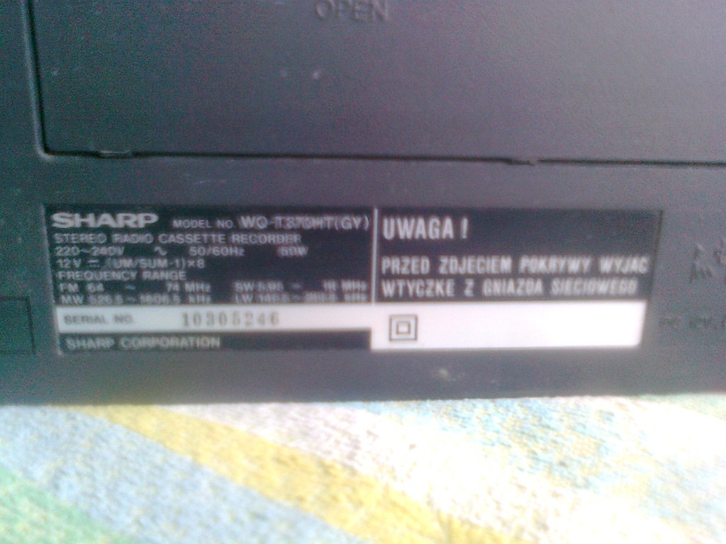 radiomagnetofon SHARP WQ-T370 - 7354145236 - oficjalne archiwum Allegro