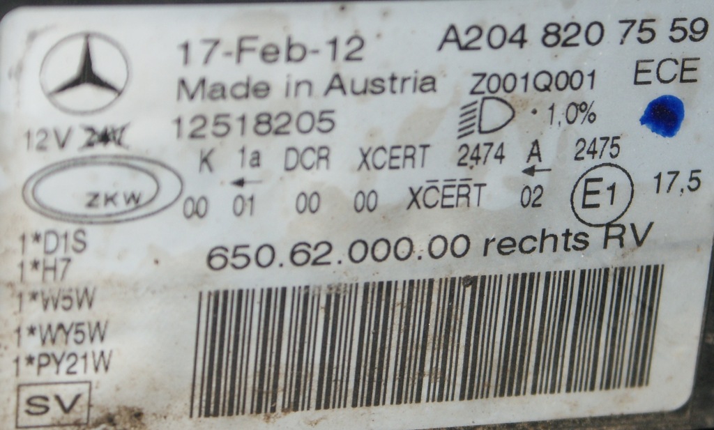 MERCEDES 204 GLK A2048207459 A2048207559 BI XENON - 6759500360 ...