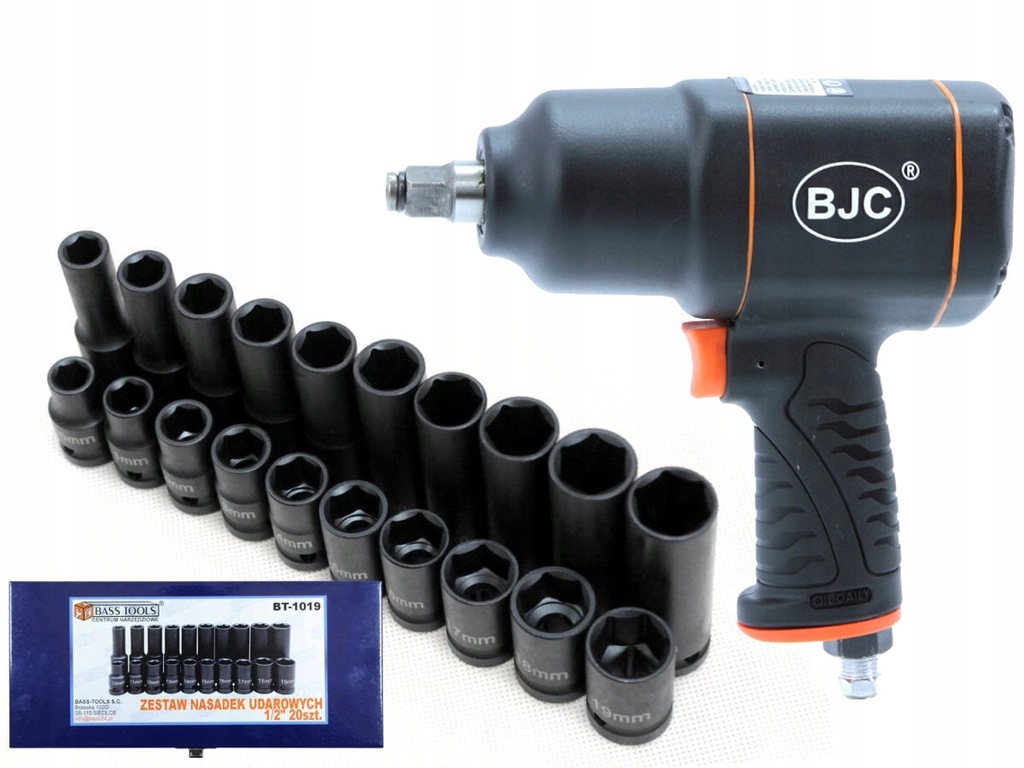 BJC PNEUMATYCZNY KLUCZ UDAROWY 1550NM + 20 NASADEK - 7508091685 - oficjalne archiwum Allegro