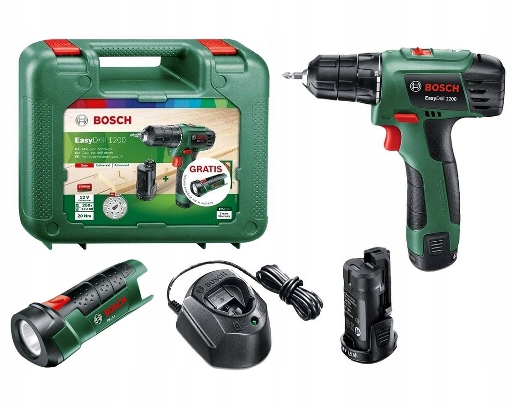 Wiertarko wkrętarka EASY DRILL 1200 BOSCH +Latarka - 7575392477 ...