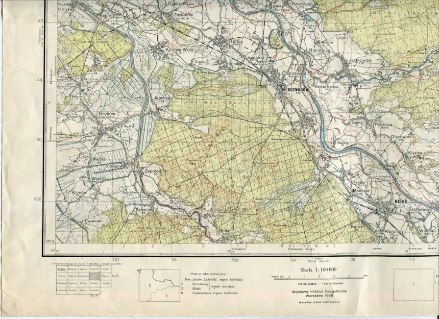 ROZWADÓW / NISKO : mapa wojskowa 1938 : ŁADNY STAN - 7433732419 ...