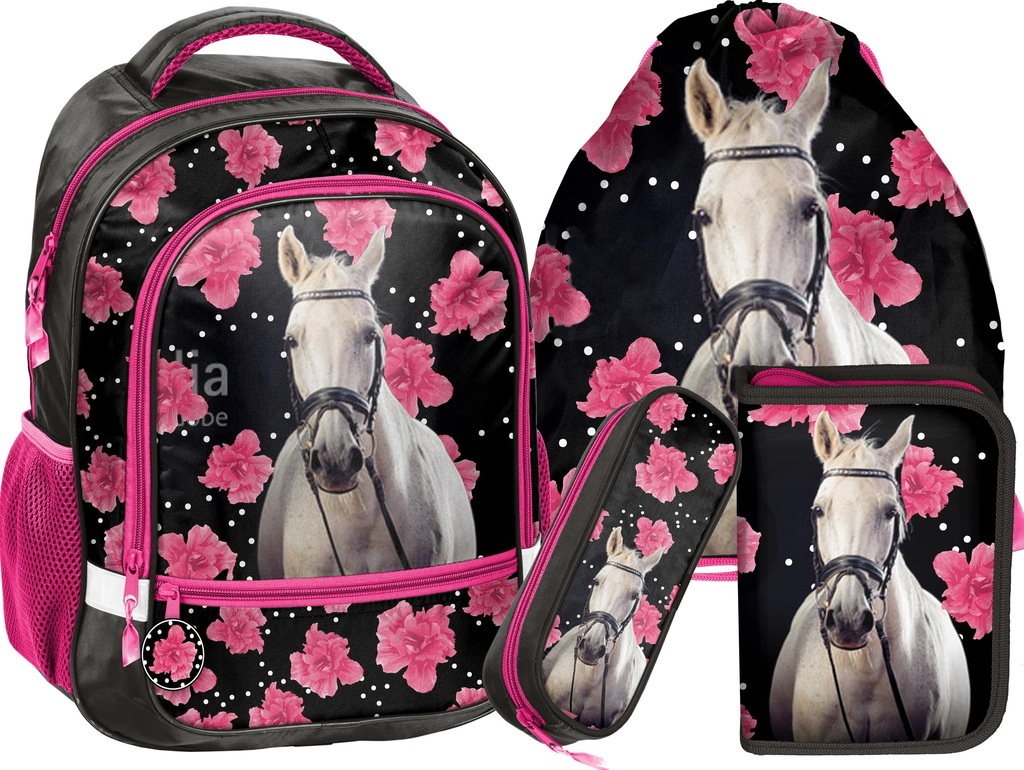 PLECAK SZKOLNY ZESTAW 4w1 Z KONIEM KOŃ KONIE KONIK - 7310828109 - oficjalne archiwum Allegro