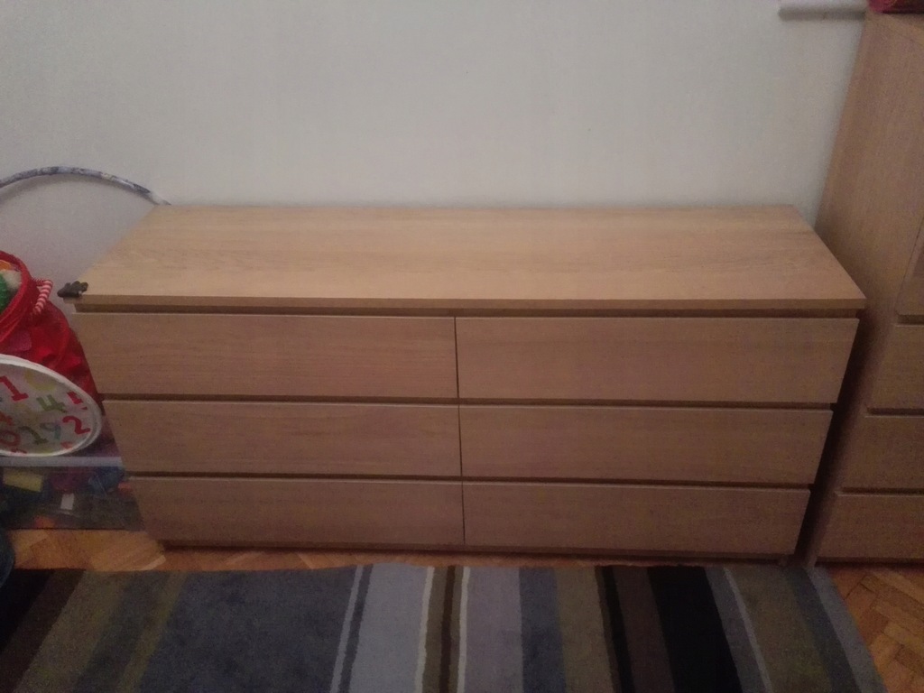 IKEA Malm Komoda, 6 szuflad, bejca dąb bielony - 7749541808 - oficjalne archiwum Allegro