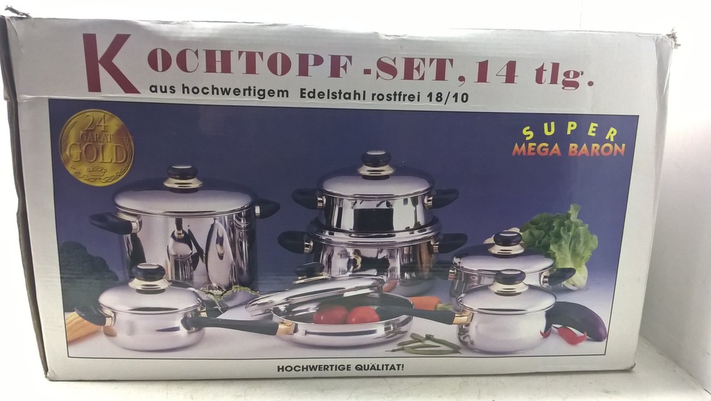 GARNKI NIEMIECKIE MEGA ZESTAW KOCHTOPF SUPER BARON - 7171467017 ...
