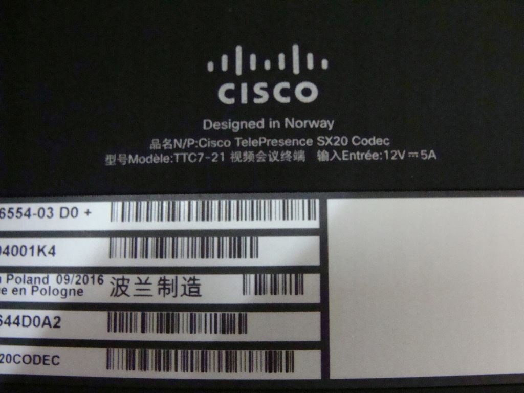 Cisco TTC7-21 SX20 Codec Telepresence SX20 Video C - 7549817823 ...